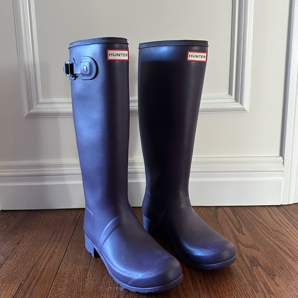 Hunter | Shoes | Hunter Original Tall Rain Boots Matte Dark Purple Size ...